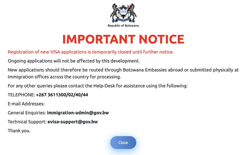 Botswana : le système de demande de visa électronique est rétabli ...